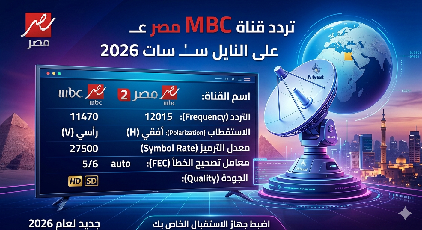 أحدث تردد قناة MBC مصر 2026 على النايل سات بجودة HD